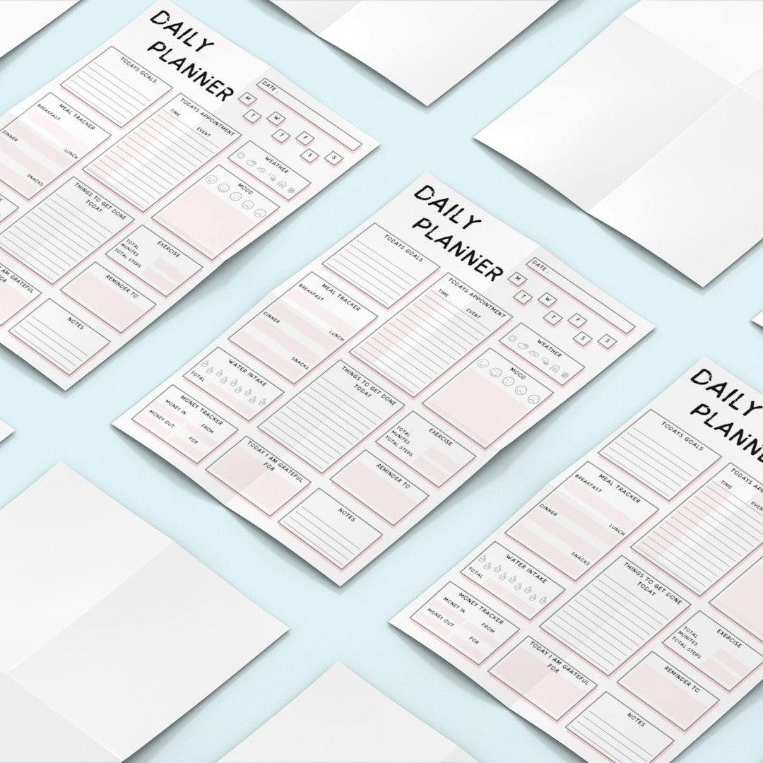 Minimalist Daily Planner Printable: To-do List, Meal & Water Tracker ...