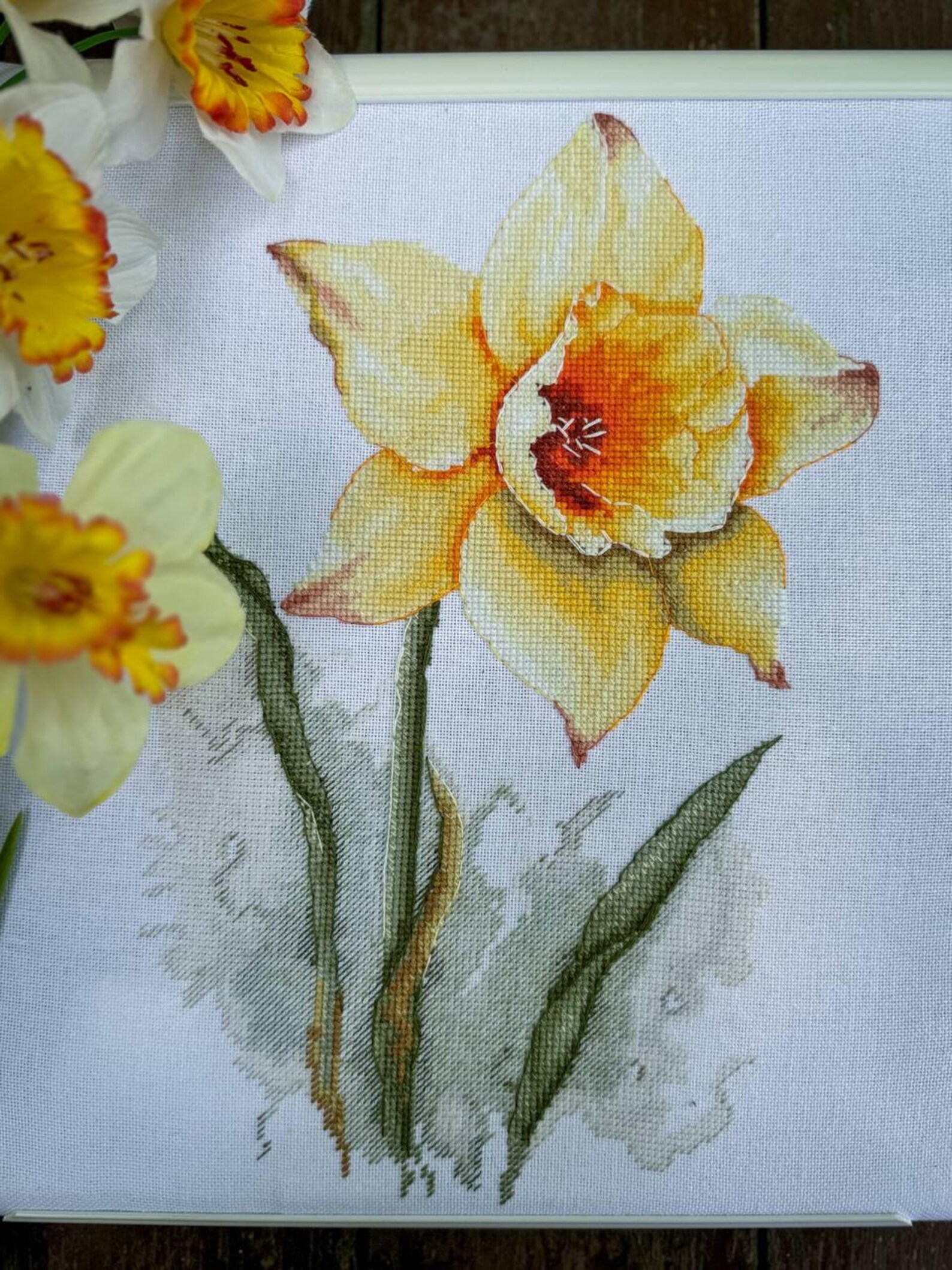 Cross Stitch Kit Daffodil, Traditional Floral Pattern Cross Stitch ...