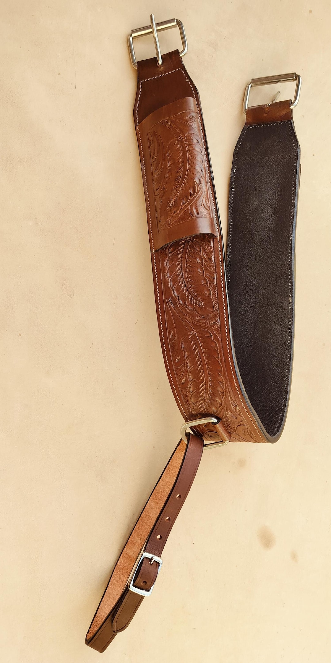 Western Saddle Cinch, Hand Carved Leather Available Sizes 36'' , 38 ...