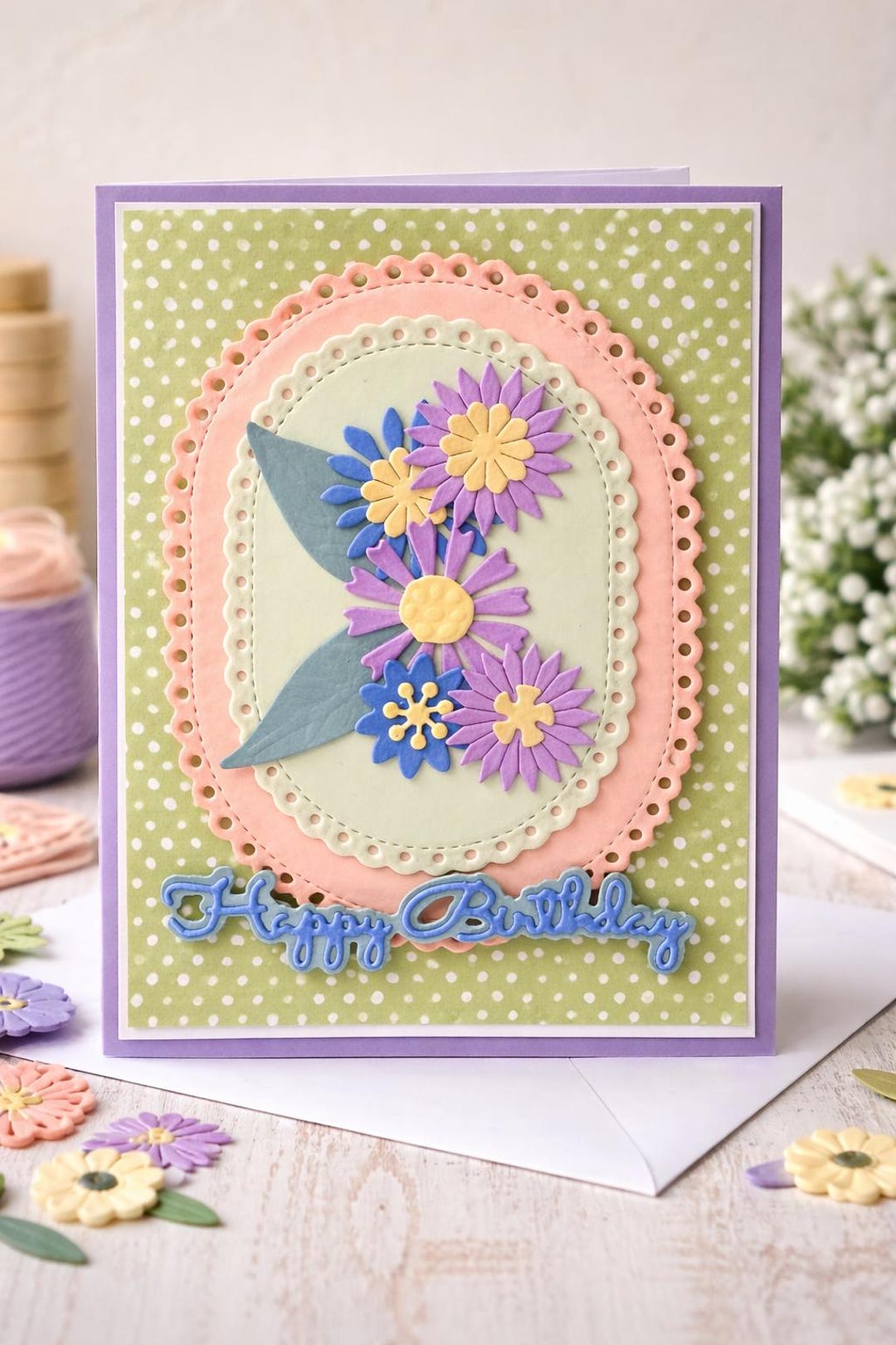 Handmade Floral Birthday Card Gift Card Holder – Pastel Keepsake for ...