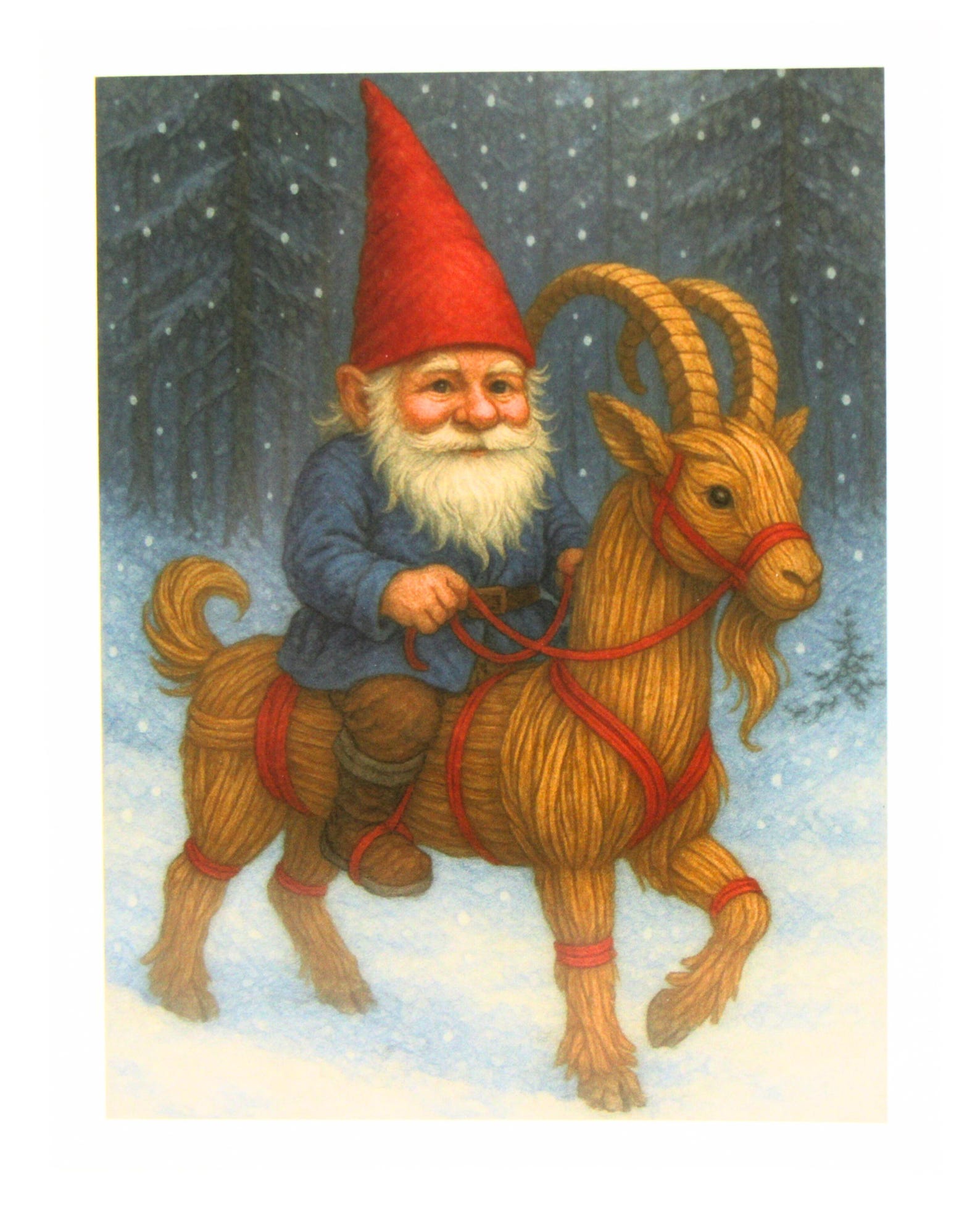Scandinavian Gnome Christmas Card: Yule Goat Nordic Holiday Greeting - Etsy