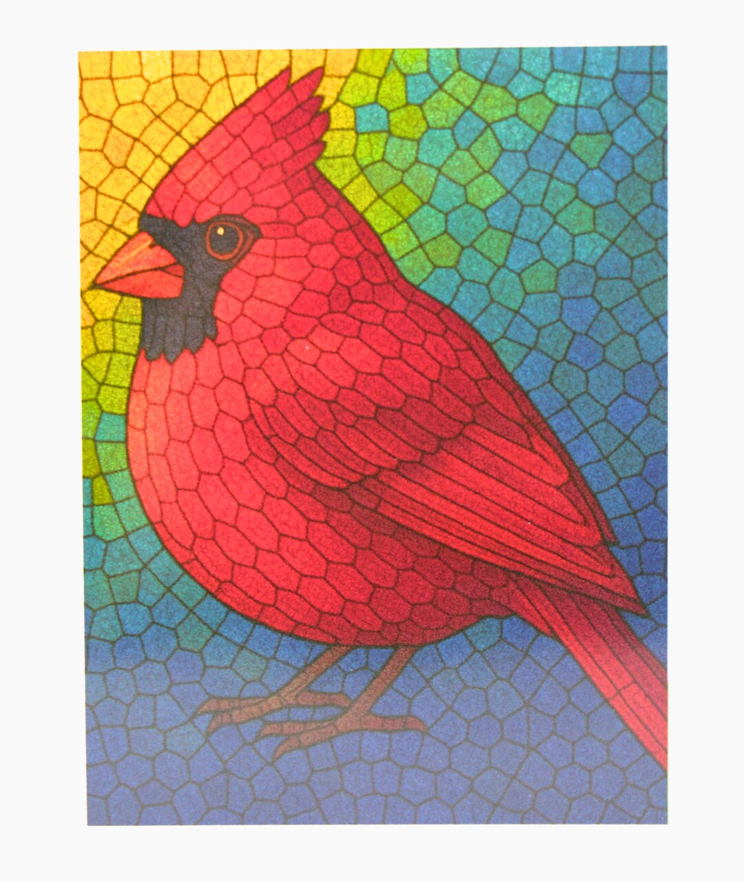 Cardinal Mosaic Art Note Card: Handmade Greeting Card for Bird Lovers ...