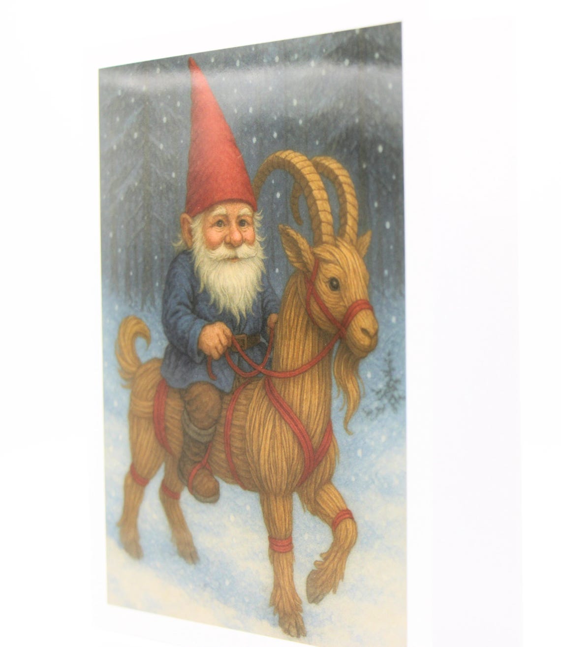 Scandinavian Gnome Christmas Card: Yule Goat Nordic Holiday Greeting - Etsy