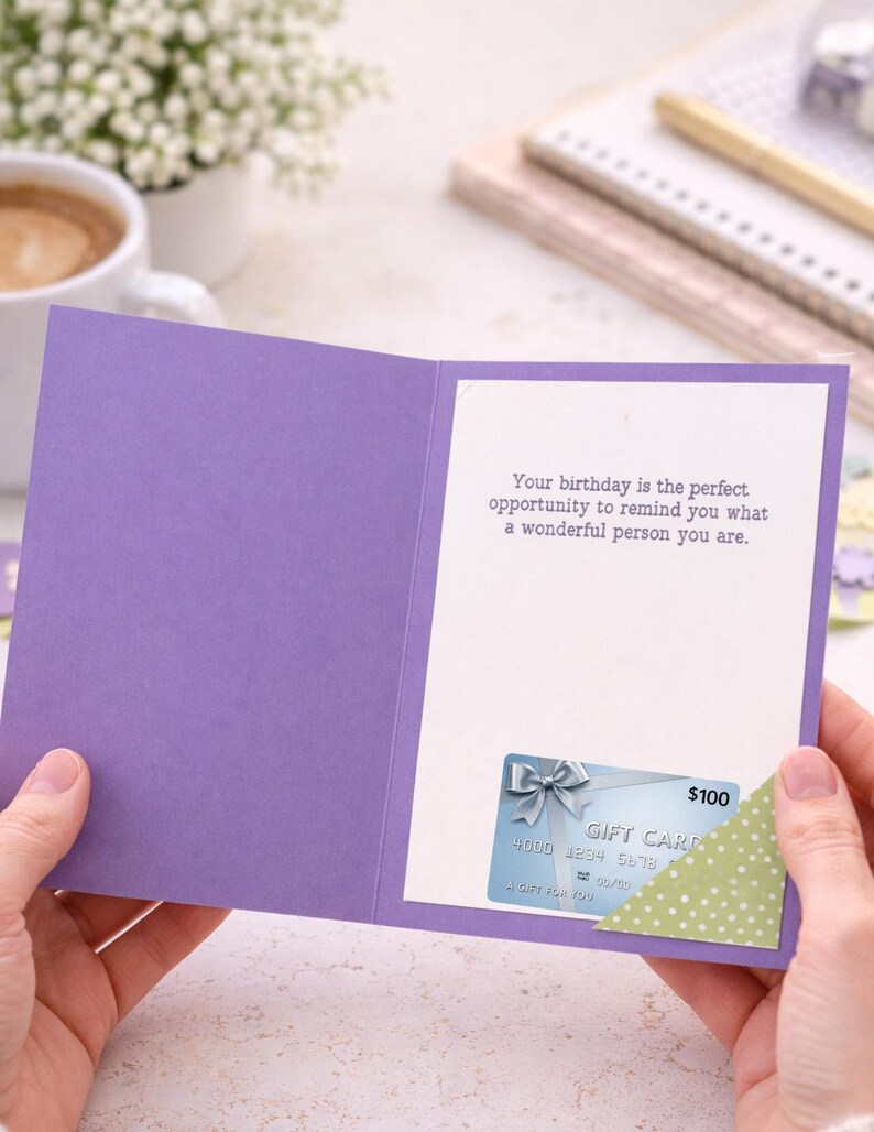 Handmade Floral Birthday Card Gift Card Holder – Pastel Keepsake for ...