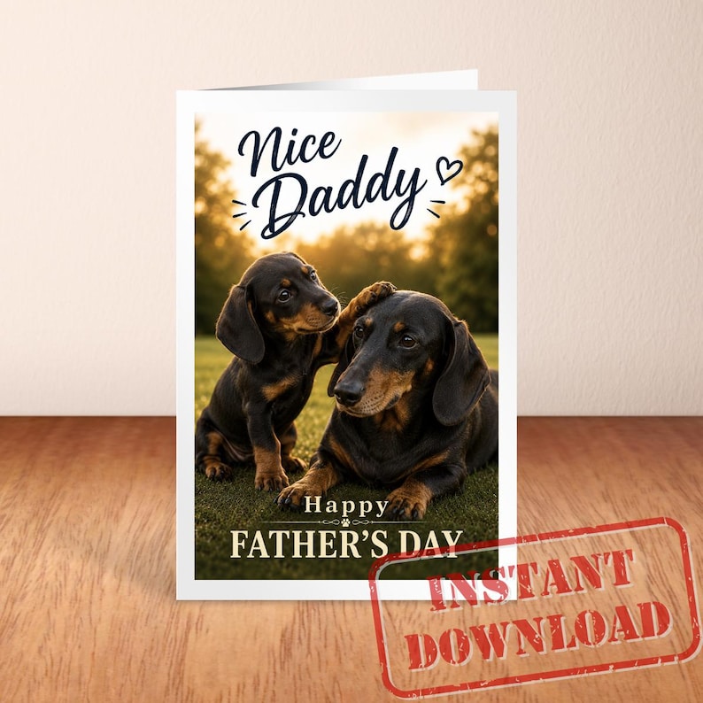 Funny Dachshund Dog Dad Father's Day Card, Puppy Love Greeting (digital ...