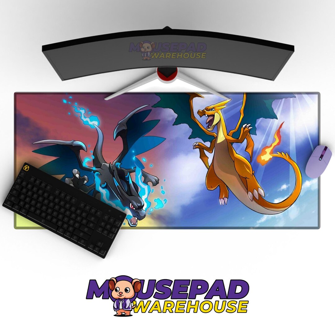 Sky Battle Mega Charizard X Vs Mega Charizard Y - Pokemon Large Desk ...
