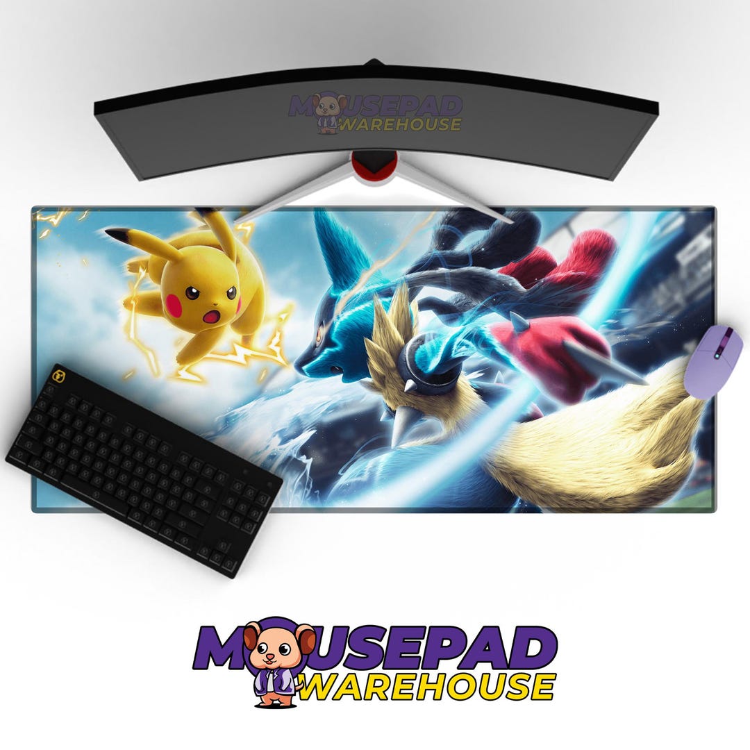 Pikachu Vs Lucario - Pokemon Large Desk Mat, TCG Playmat, XL Gaming Pad ...