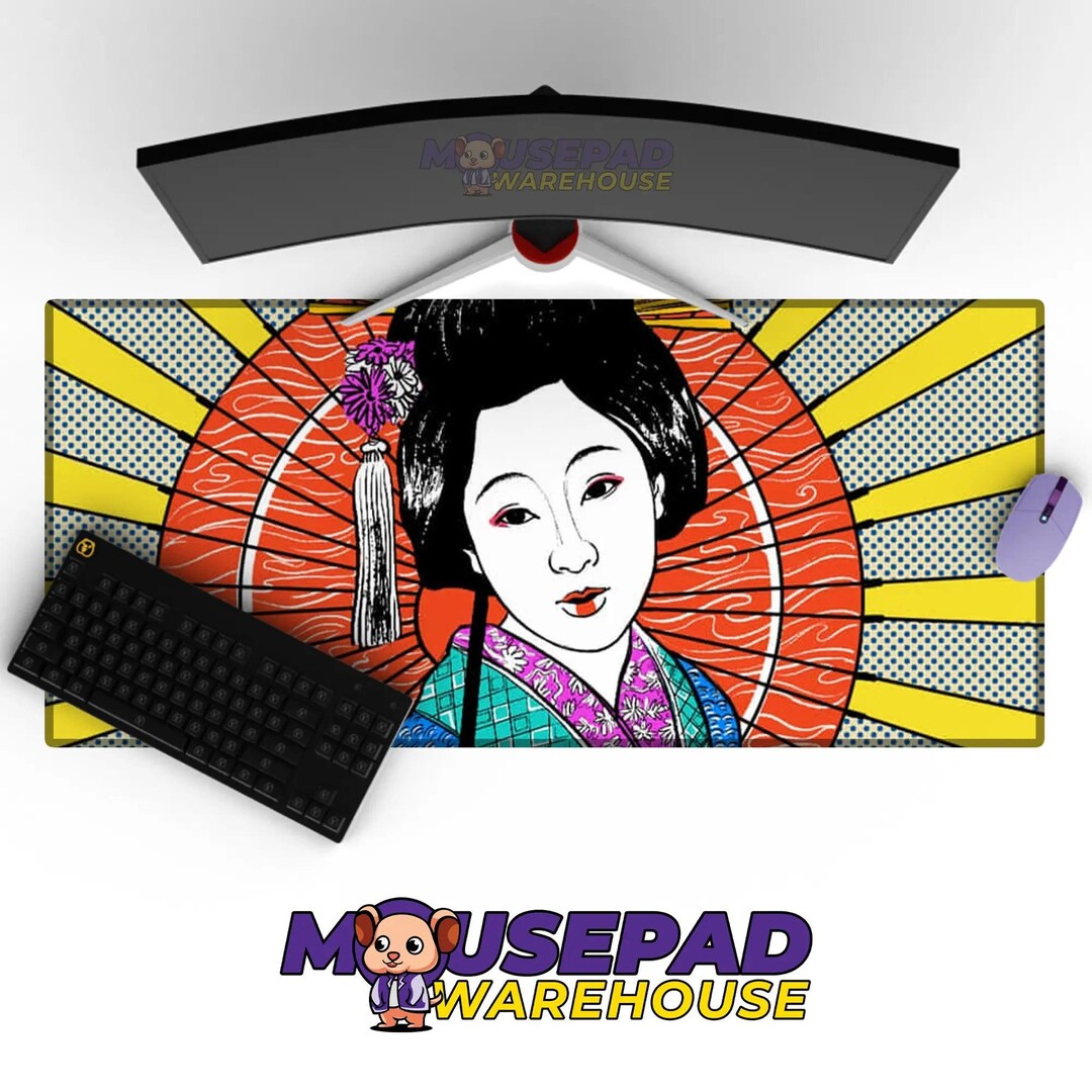 Geisha Rising Sun Japanese Design Mousepad 38913 - Large Desk Mat, XL ...