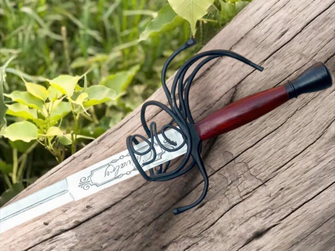 Handmade Medieval Rapier: Carbon Steel Sword With Leather Scabbard - Etsy