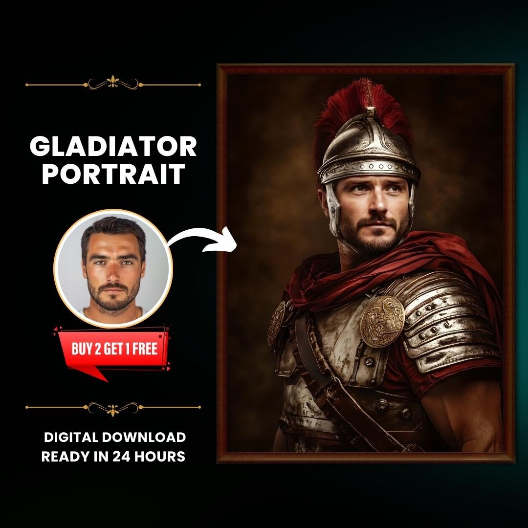 Personalized Gladiator Portrait: Custom Roman Warrior Art (digital ...
