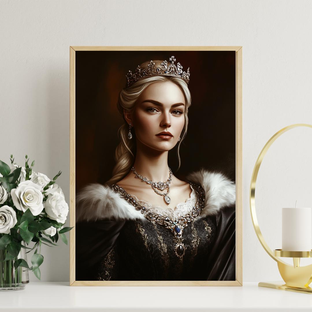 Custom Queen Portrait From Photo | Renaissance Canvas Print for Mother ...