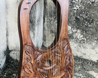 New Flower Lyre Harp Rosewood 10 Metal Strings Lyre Harps Handcrafted ...