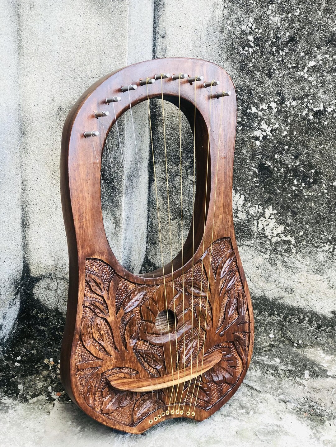 Rosewood New Flower Lyre Handmade 10 Metal Strings Lyre Harp With Free ...