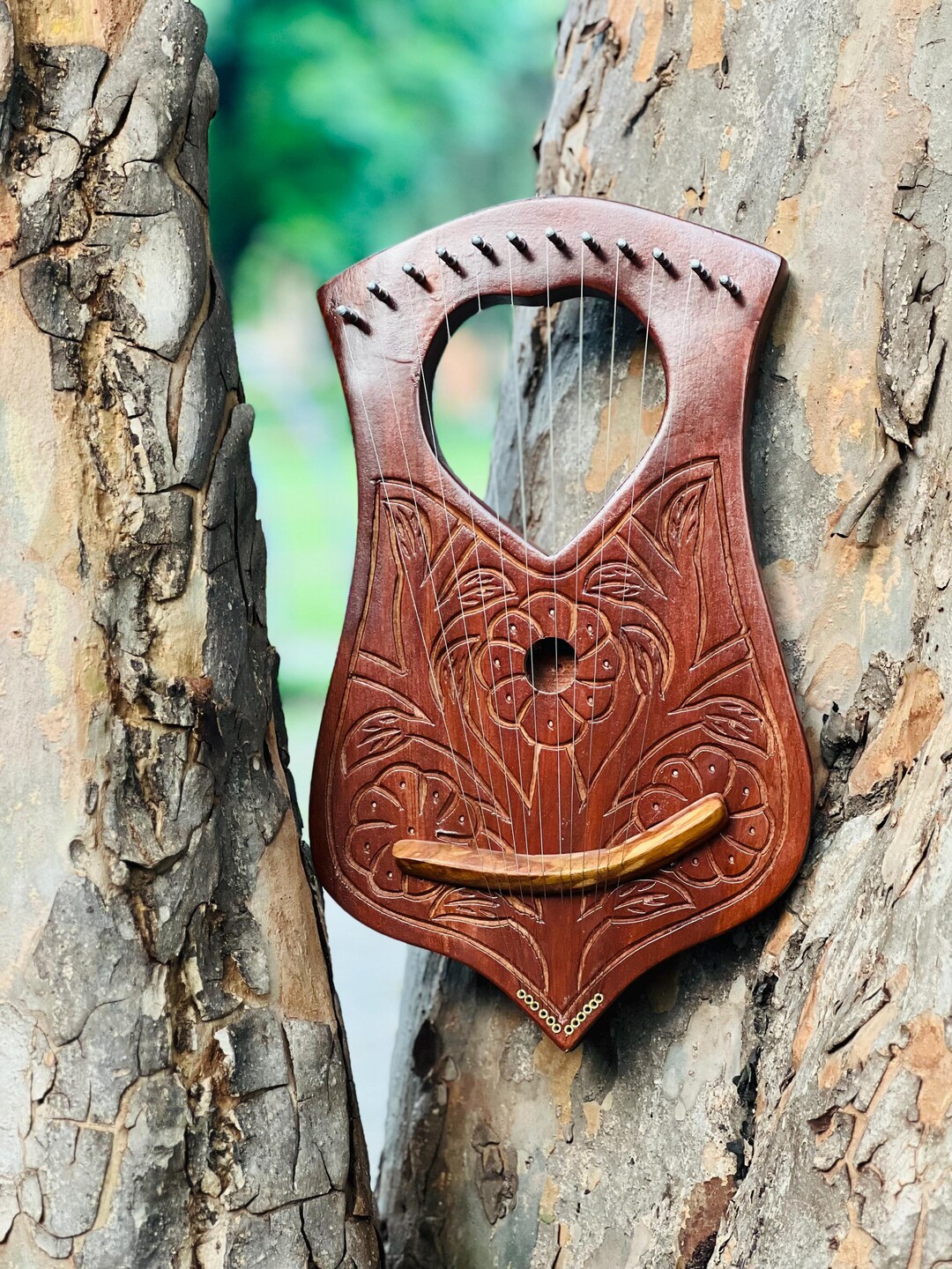 Heart Flower Lyre Rosewood Irish Lyre Handmade 12 Strings Heart Flower ...
