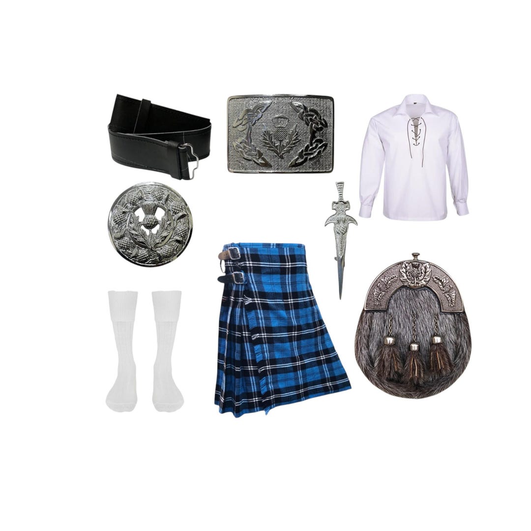 Scottish 5 Yard Kilt Outfit Traditional Handmade 8 Pieces Kilt Outfit ...