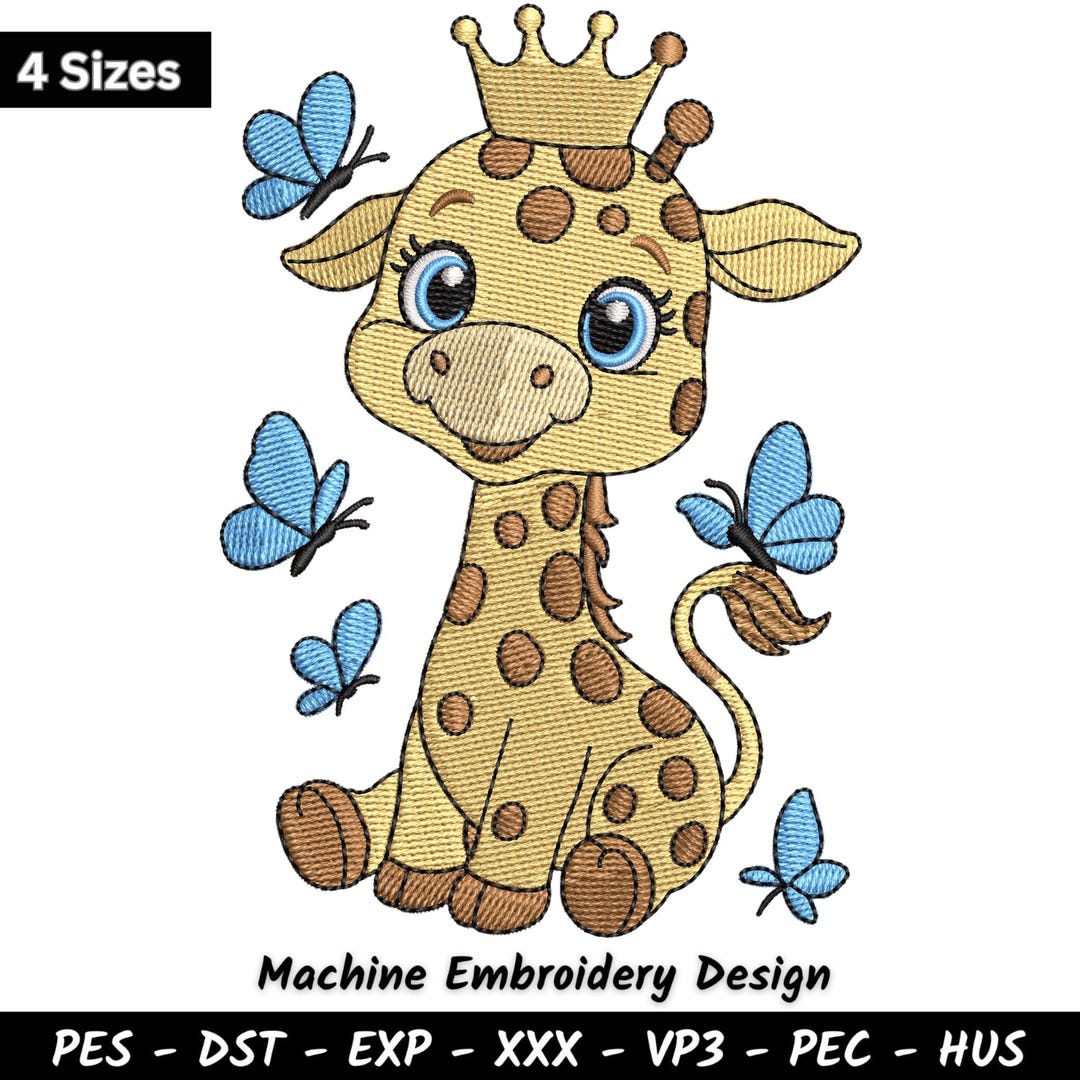 Baby Giraffe Embroidery Design: Jungle Animal Applique (PES DST EXP VP3 ...