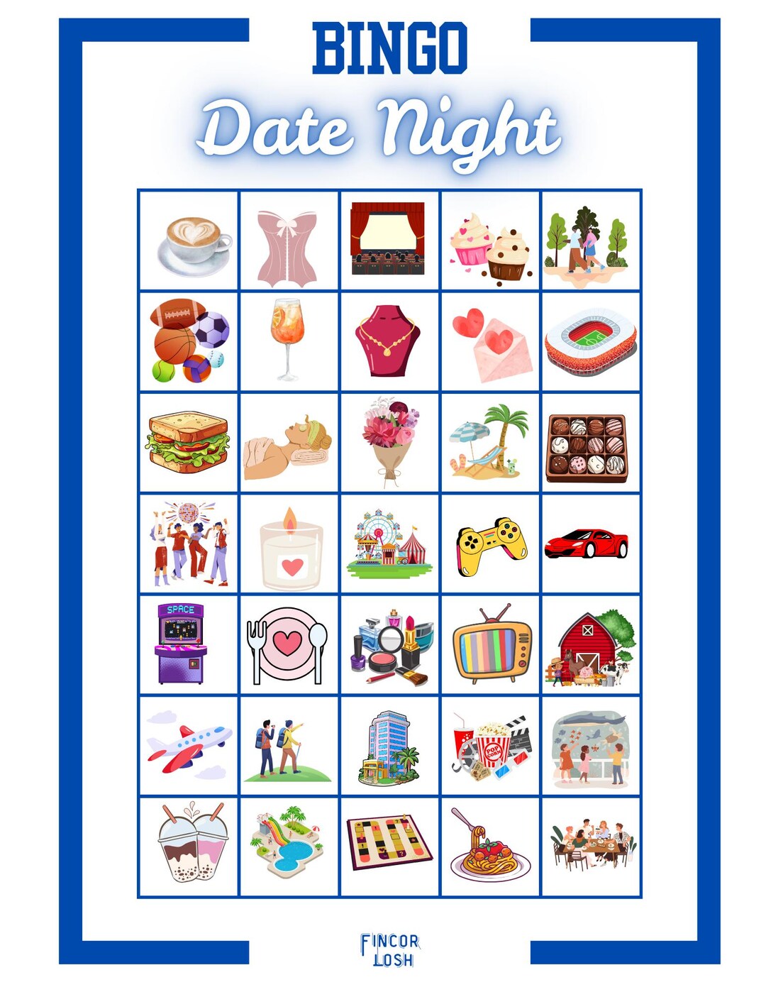 Bingo Cards- Date Night-holiday+hen/bachelorette+stag/bachelor+wedding ...
