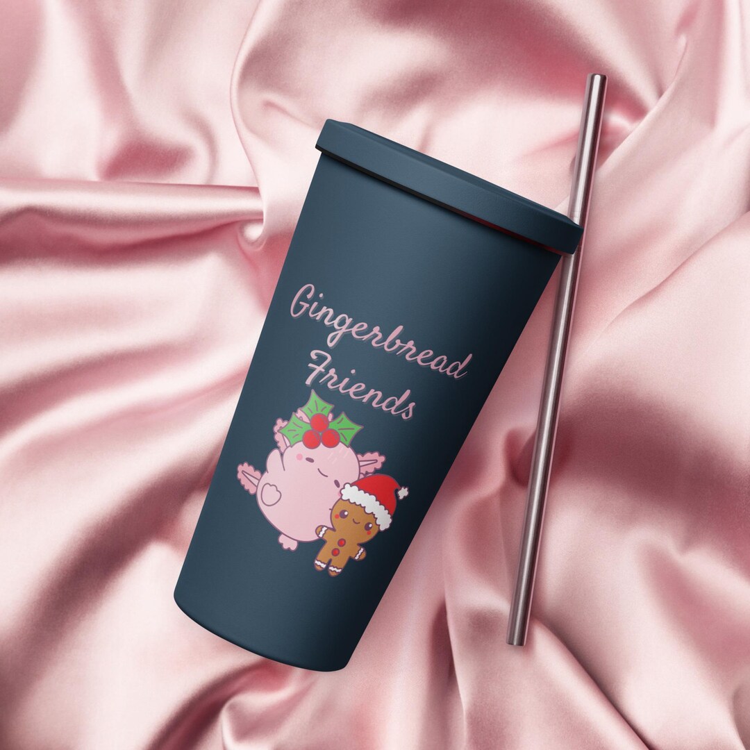 Axolotl Gingerbread | Kawaii Axolotl | Insulated Tumbler + Metal Straw ...