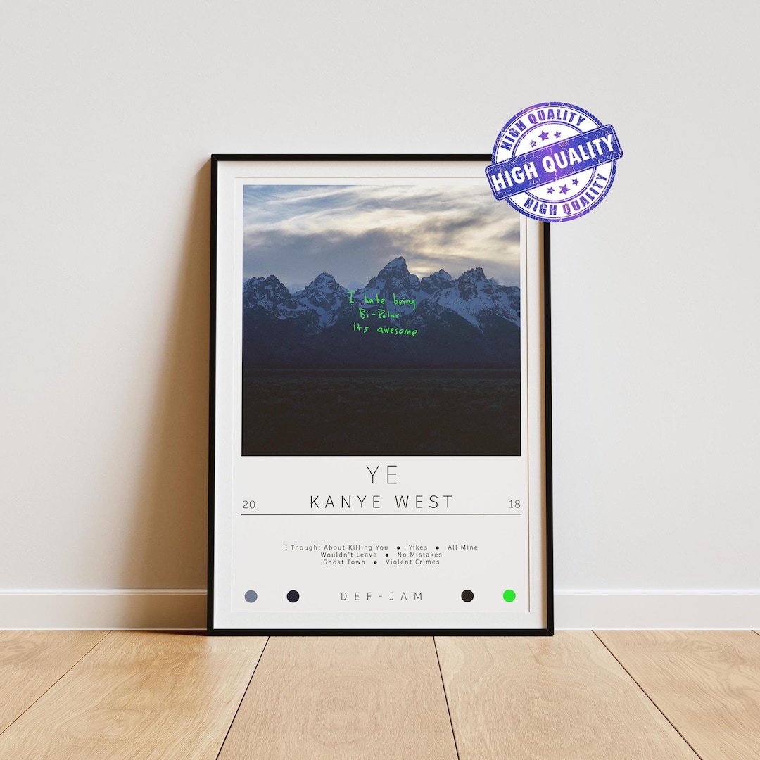 Kanye West Poster | Ye Poster | Album Poster Prints | Wall Decor ...