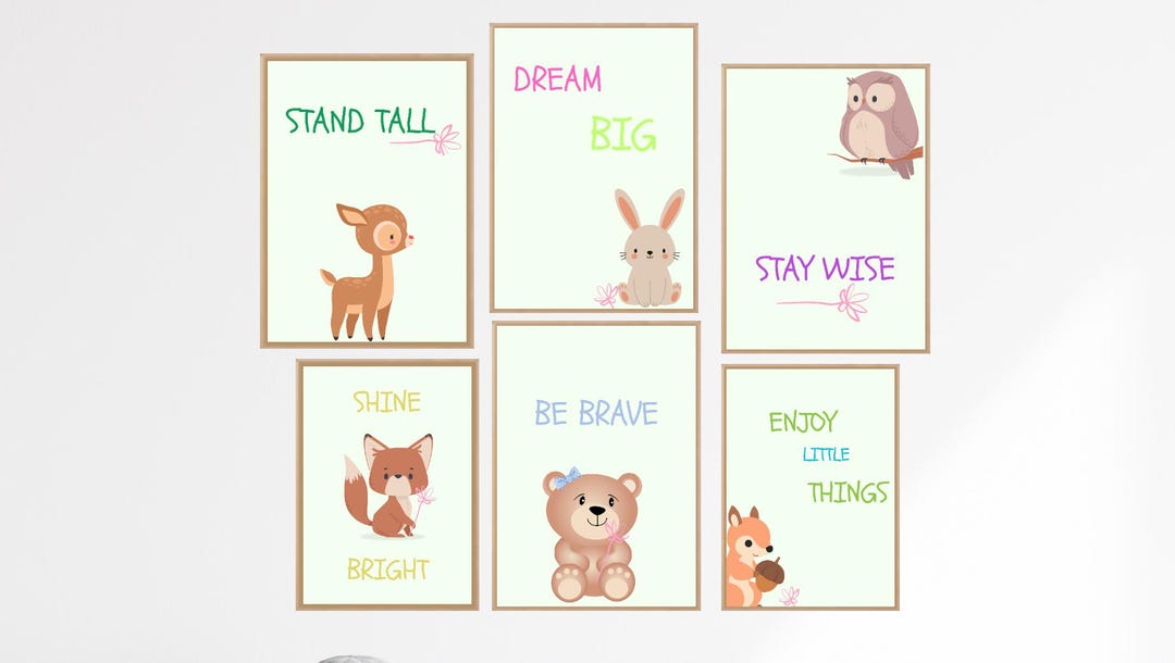 Motivational Woodland Animals Quote Prints – Set of 6 Motivational ...