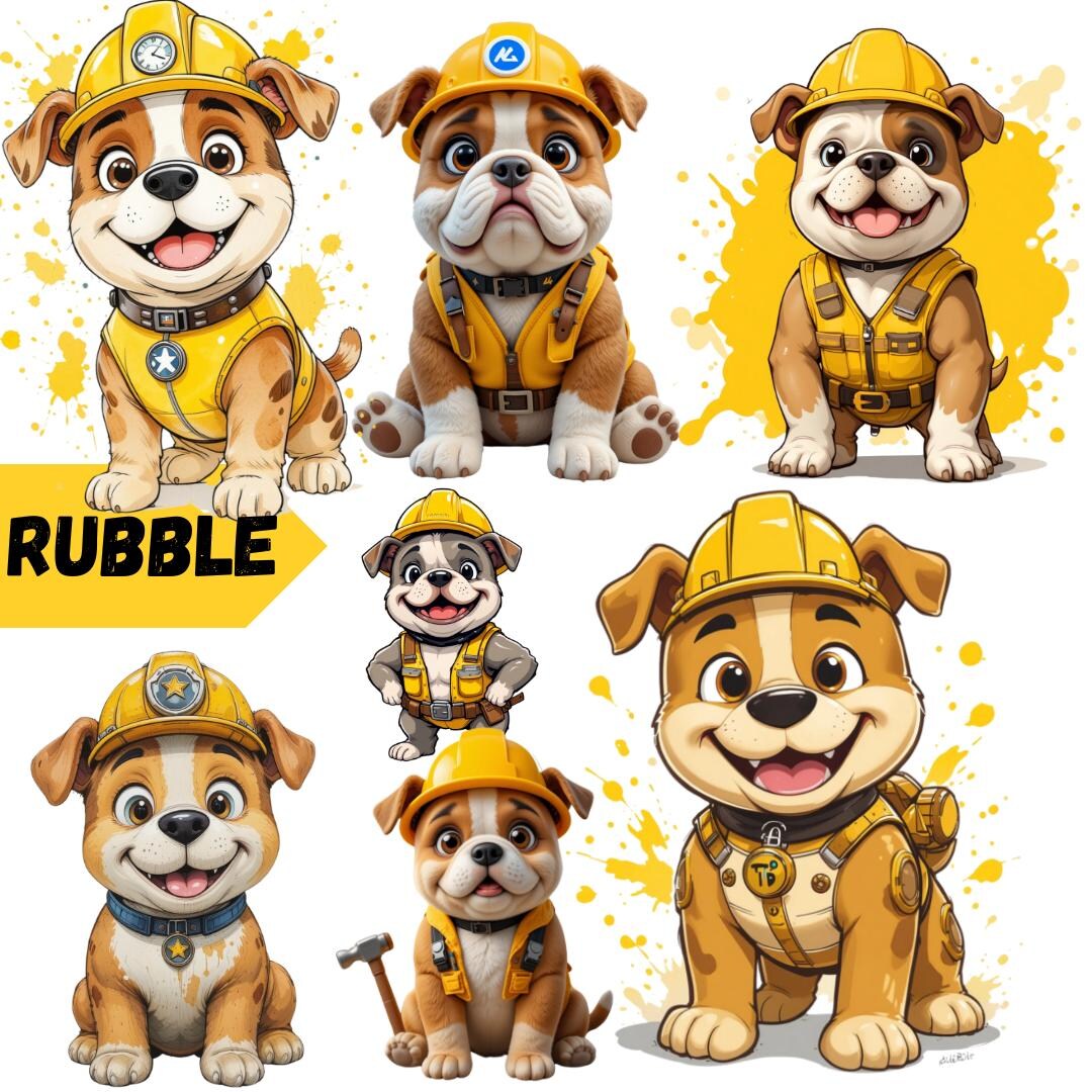 Rubble Paw Patrol PNG Bundle Digital Download,paw Patrol, Dogs Files ...