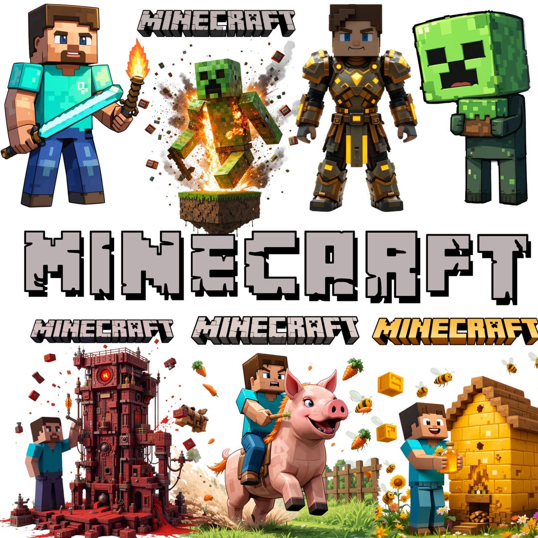 30 Minecraft PNG Bundle Minecraft Clipart & Birthday Designs Printable ...