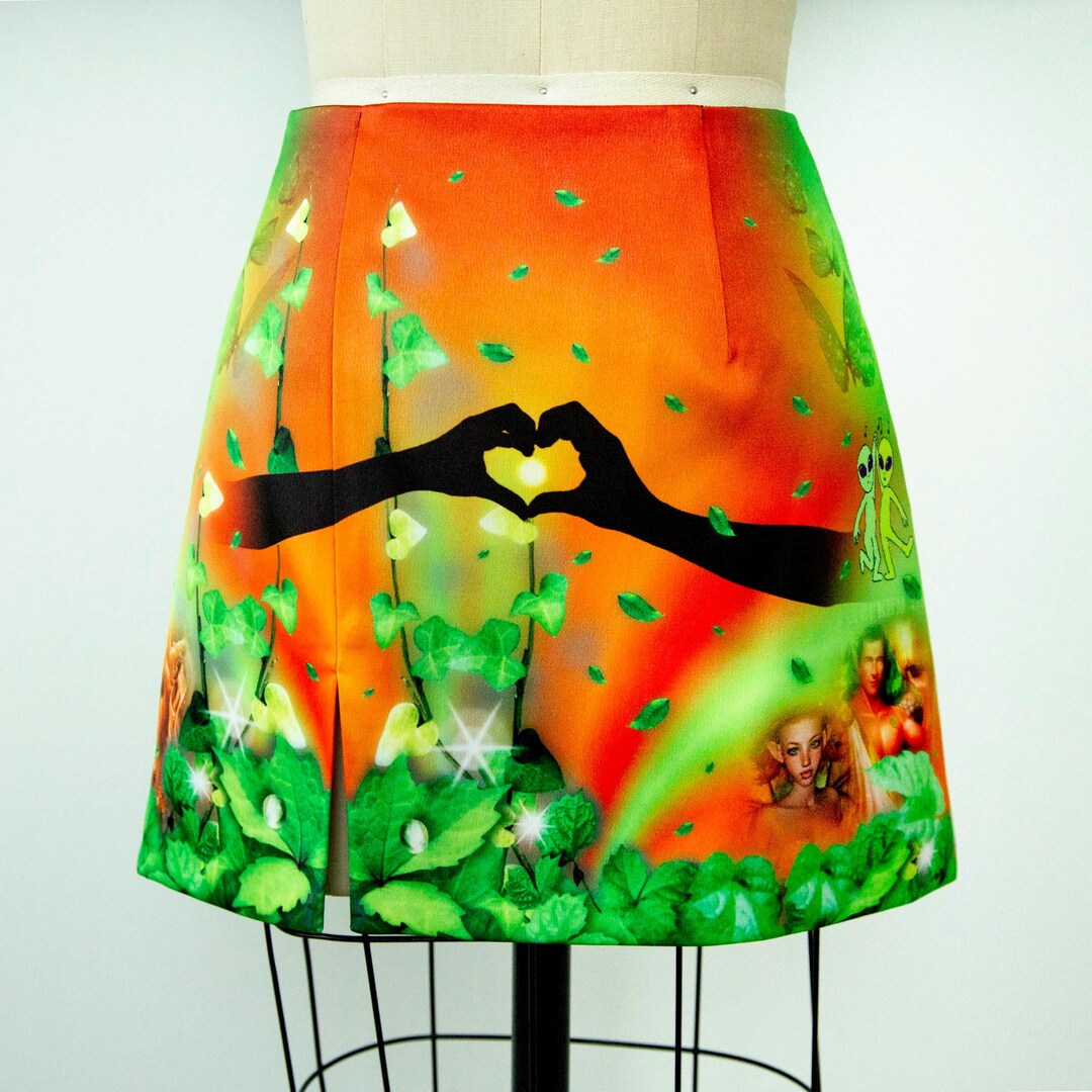 Venus of Banya Mini Skirt | Handmade | Digitally Collaged & Dye ...