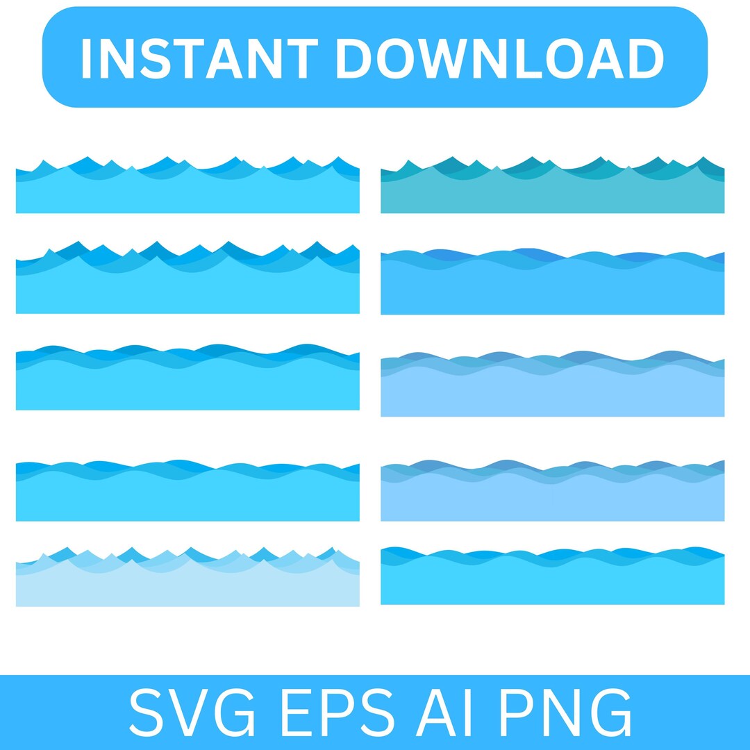 Wave SVG Bundle \ Wave Border SVG \ Wave Cut File \ Ocean Waves SVG ...