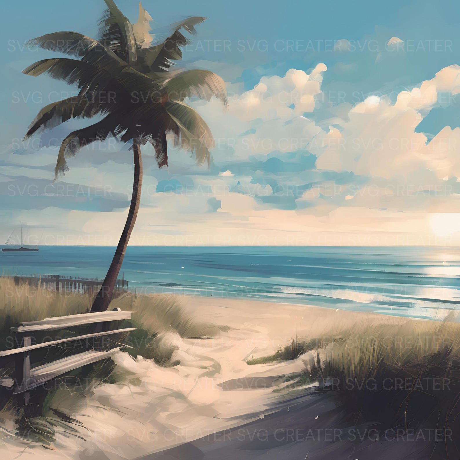 Ocean Clipart \ Beach Scene Clipart \ Sunny Beach \sea View Clipart ...