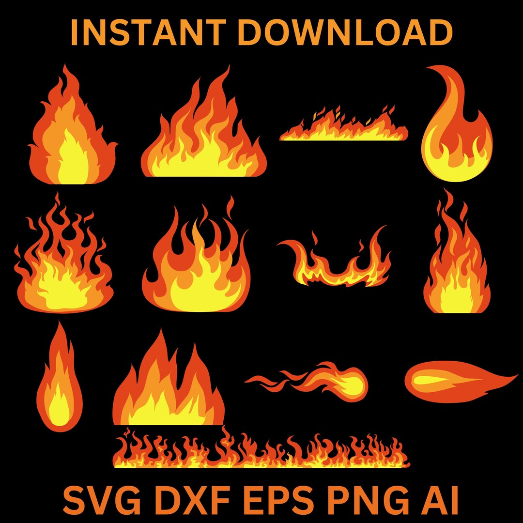 Fire SVG Bundle \ Fire Cut Files \ Fire Flame SVG \ Flame SVG \ Fire ...