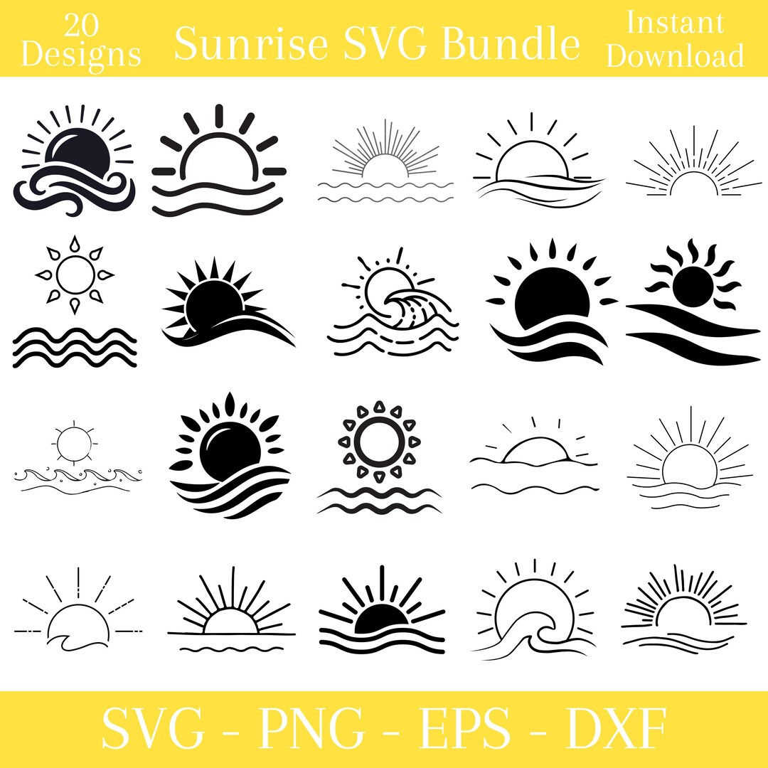 Sunrise SVG Bundle \ Sunrise Cut Files \ Sunset SVG \ Sunshine Wave SVG ...