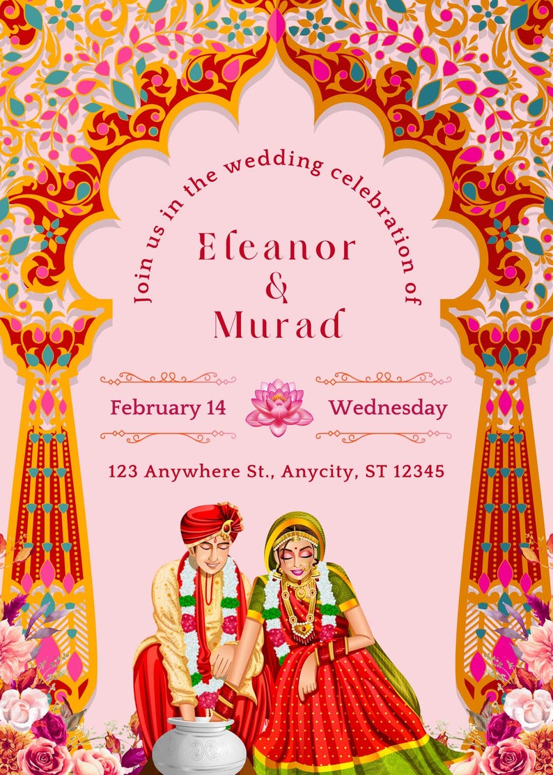 Indian Digital Wedding Invitation | Elegant Hindu Wedding E-invite ...