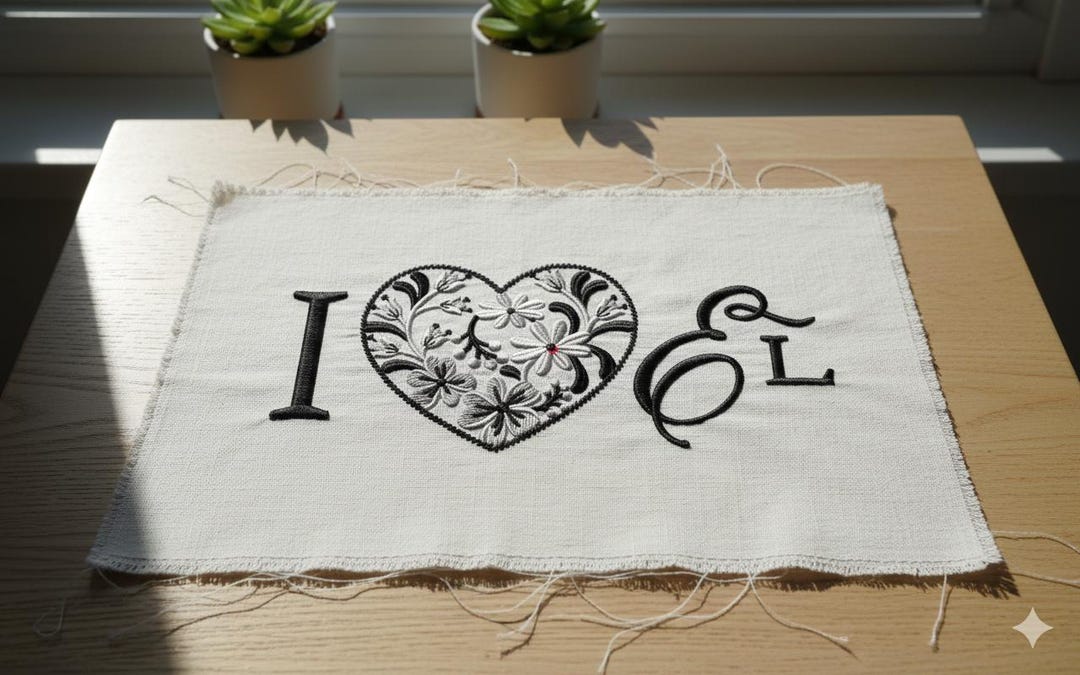 I Love Embroidery – Heart & Initials Monogram Machine Embroidery Design ...