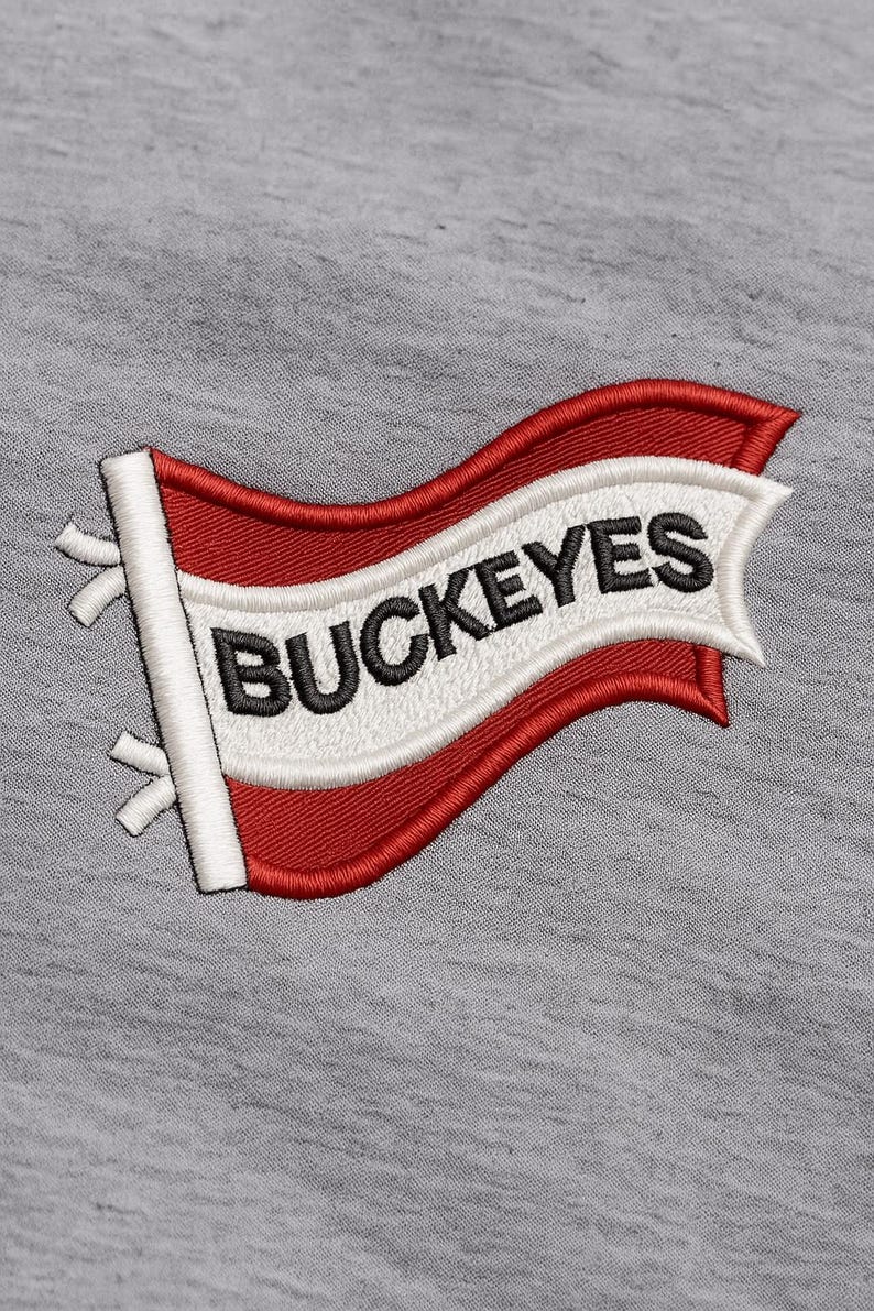 Buckeyes Flag Embroidery Design – Sports Logo Digital Machine ...