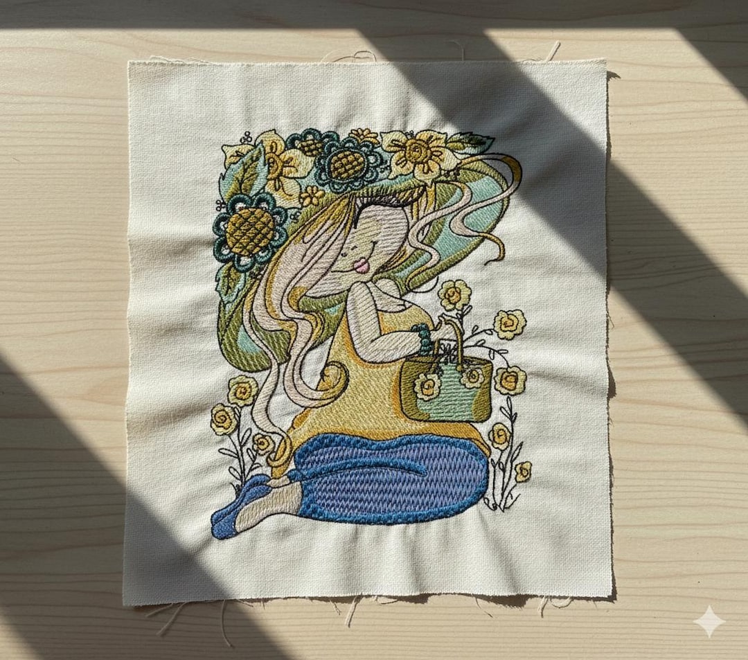 Floral Girl Embroidery Design,160x125 Mm Machine Embroidery Pattern ...