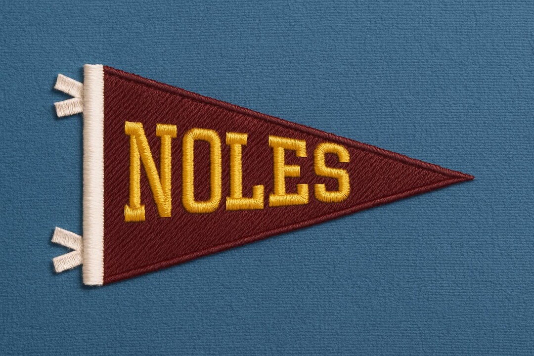 Maroon & Gold NOLES Pennant Embroidery Design - Vintage Style (digital ...