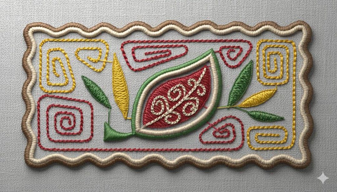 Mola Leaf Embroidery Design – 100x50 Mm Colorful Tribal Floral Pattern ...