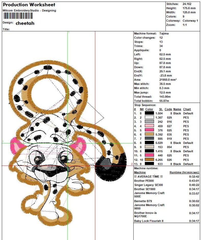 Cheetah Leopard Embroidery Pattern – Kids Applique Machine File – DIY ...