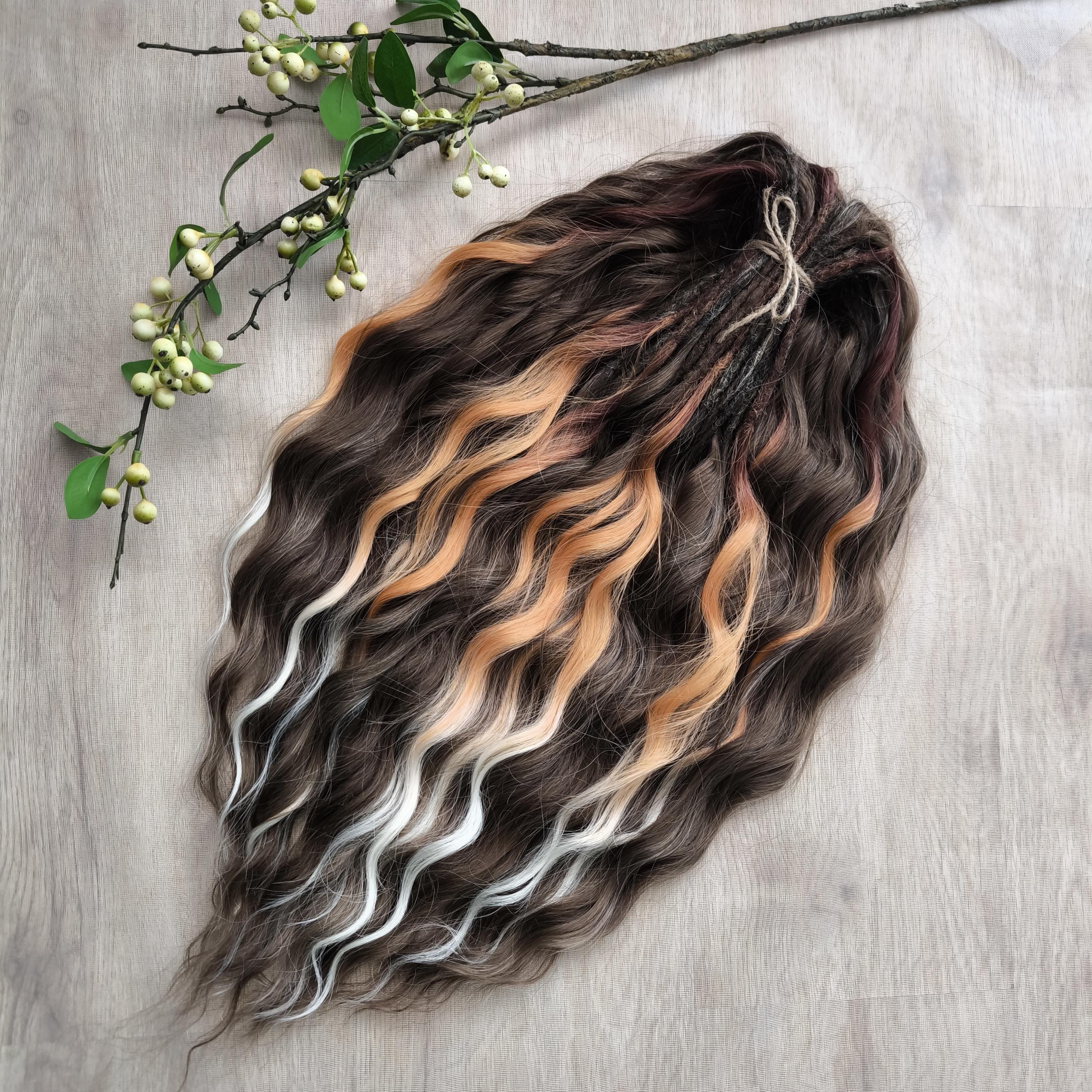Autumn Smoke - Mix of Browns and Calico BRUSHABLE Synthetic DE Dreaded ...