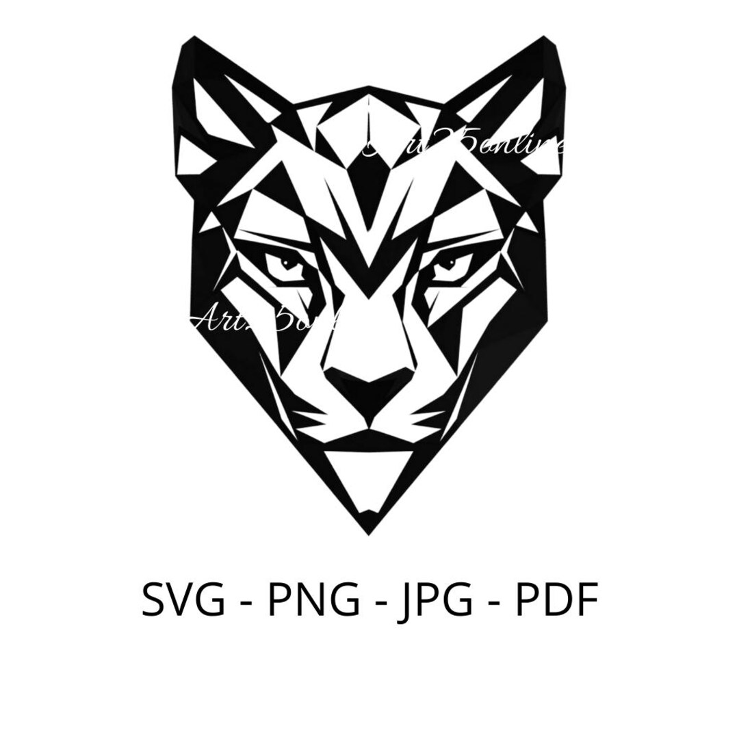 Geometric Puma Face Svg | Png | Jpg | Pdf | Vector - Modern Minimalist ...