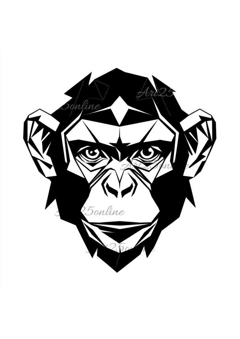 Geometric Monkey Face Svg | Png | Jpg | Pdf | Vector - Modern ...