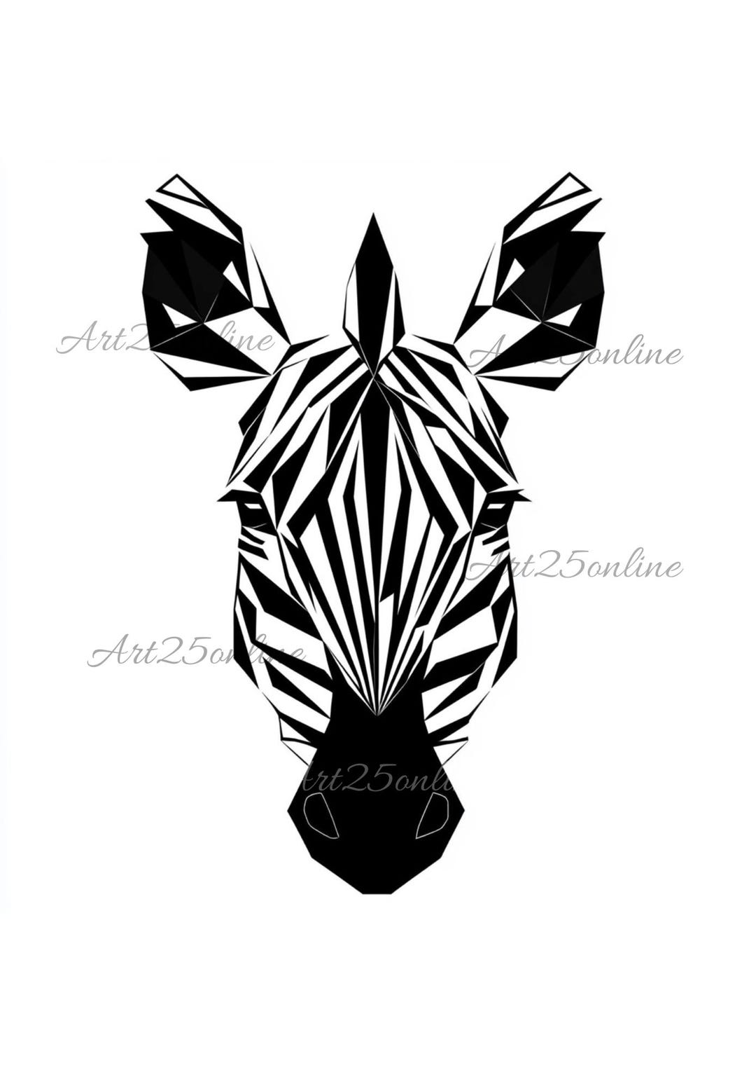 Geometric Zebra Face Svg | Png | Jpg | Pdf | Vector - Modern Minimalist ...