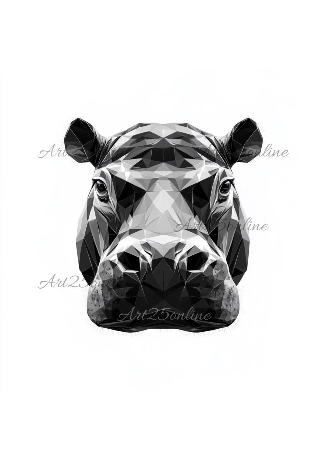 Geometric Hippo Face Svg | Png | Jpg | Pdf | Vector - Modern Minimalist ...