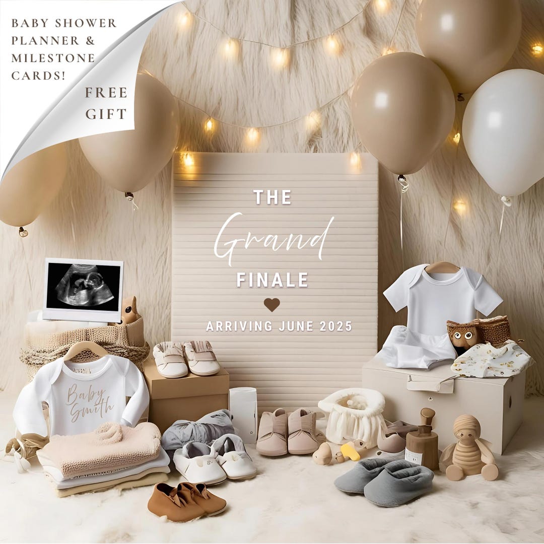 Modern Baby Announcement Template: Editable Pregnancy Reveal Timeless ...