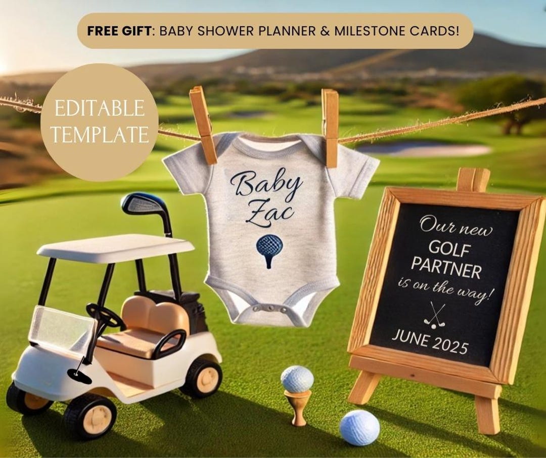 Editable Golf Baby Announcement Template, Digital Pregnancy Reveal ...