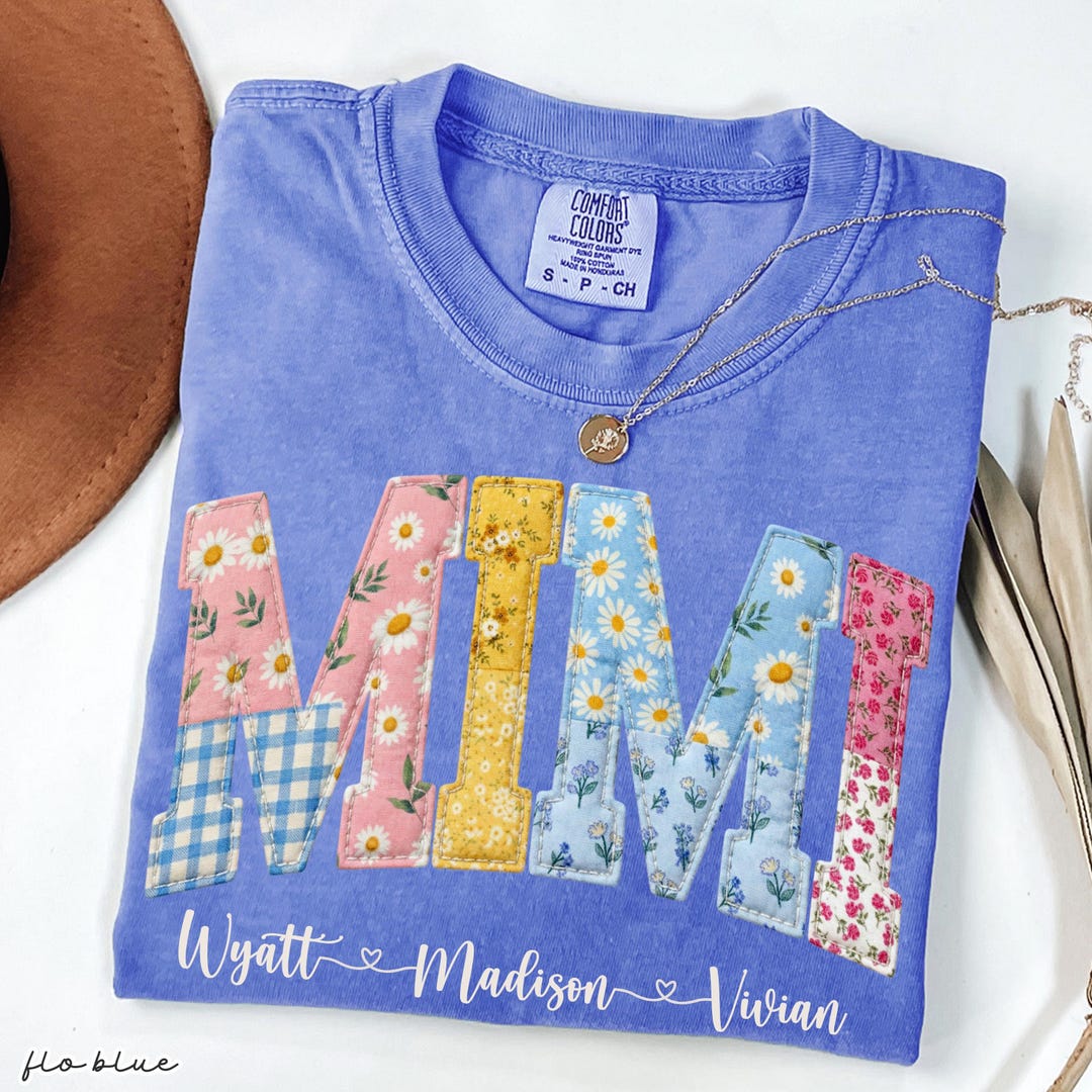Personalized Mimi Faux Patchwork Shirt With Grandkids Names, Comfort ...
