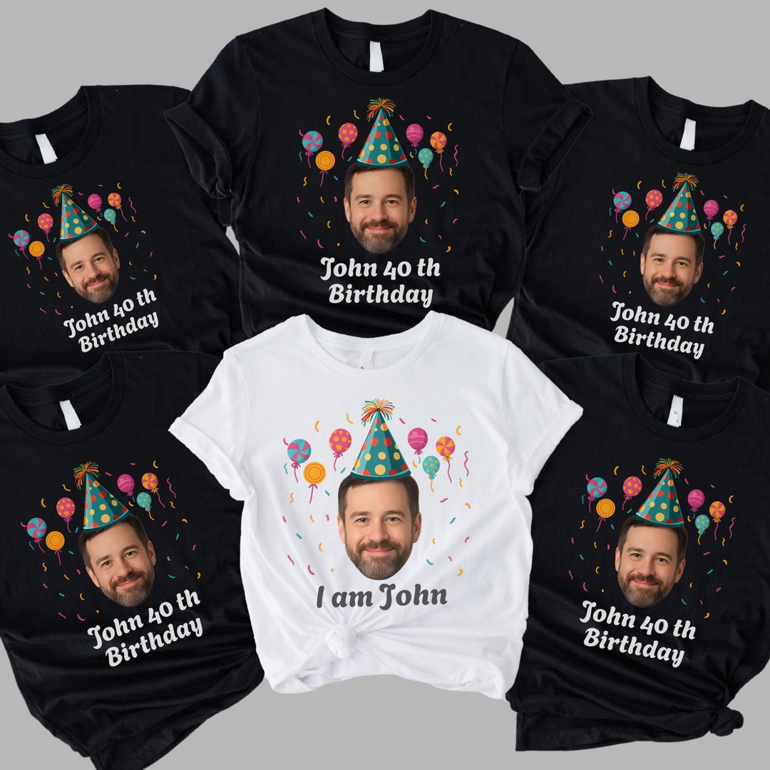 Custom Face Birthday Shirt, Name Birthday Shirt With Hat, Personalized ...