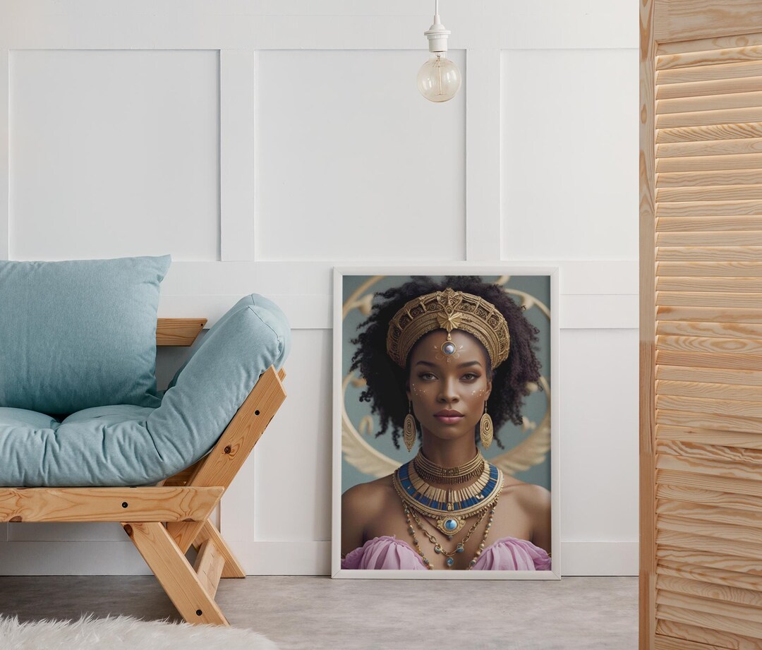 Black Zodiac Goddess Art Print, Celestial African American Wall Art ...