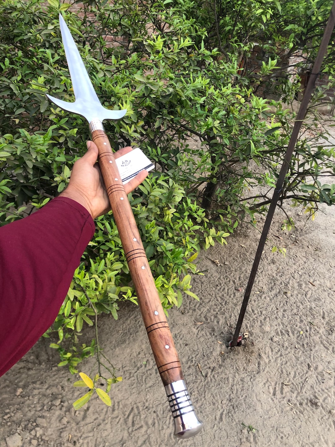 Handcrafted Viking Pole-arm Weapon With Wooden Handle | Viking Pole-arm ...