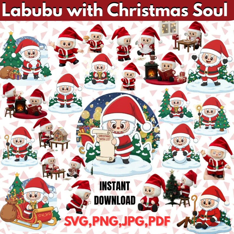 Labubu SVG Bundle for Christmas, Labubu Christmas Bundle, Svgs, PNG ...